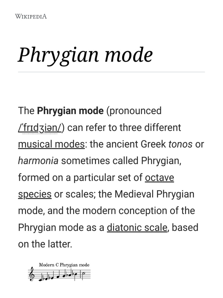 Phrygian Mode - Wikipedia | PDF | Mode (Music) | Music Theory