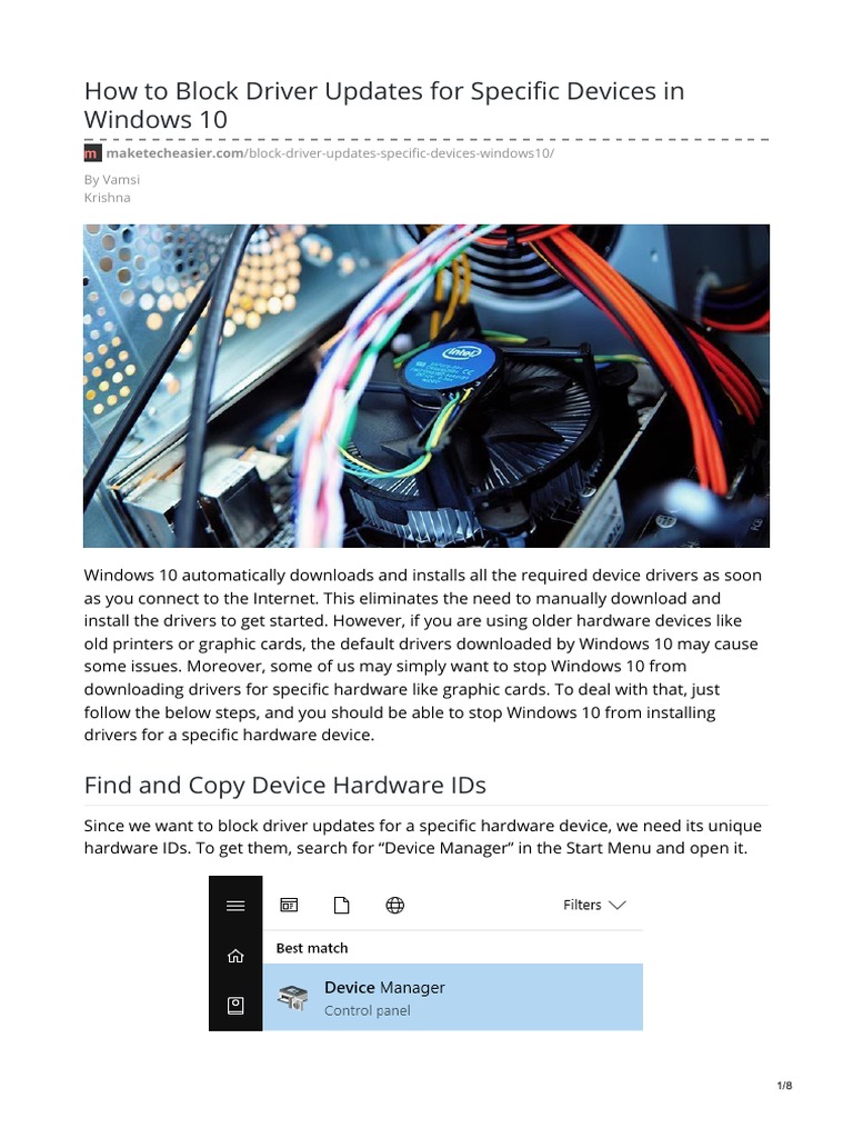 How To Block Driver Updates For Specific Devices in Windows 10 | PDF ...