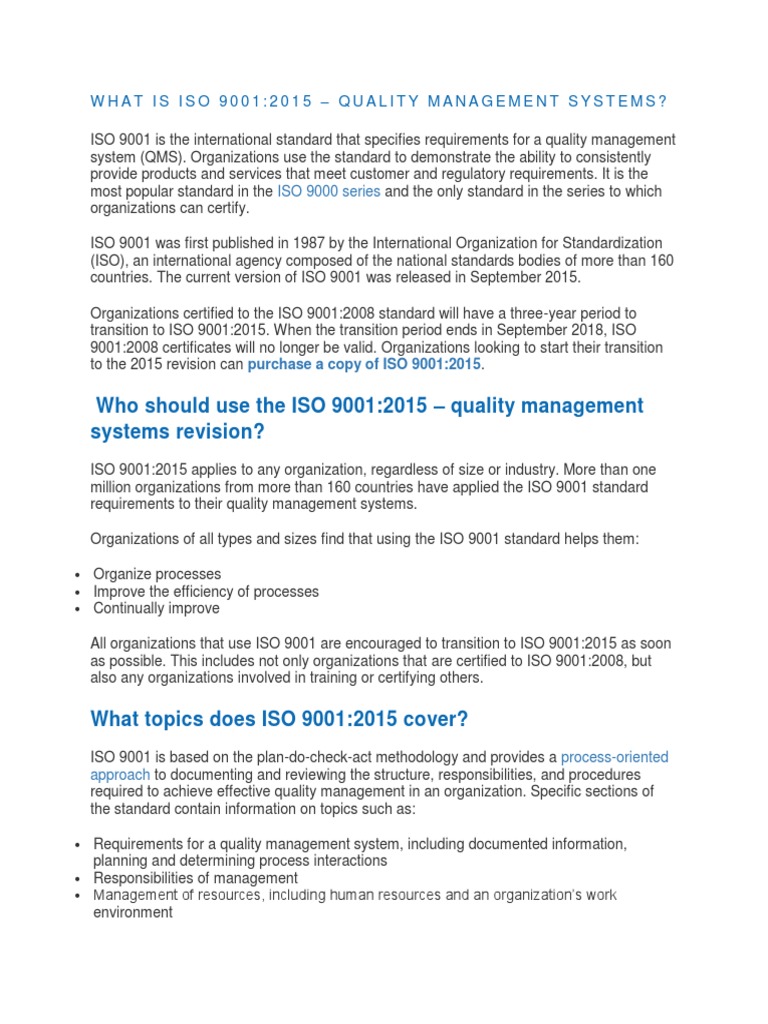 Iso 9001 | Download Free PDF | Iso 9000 | Quality Management