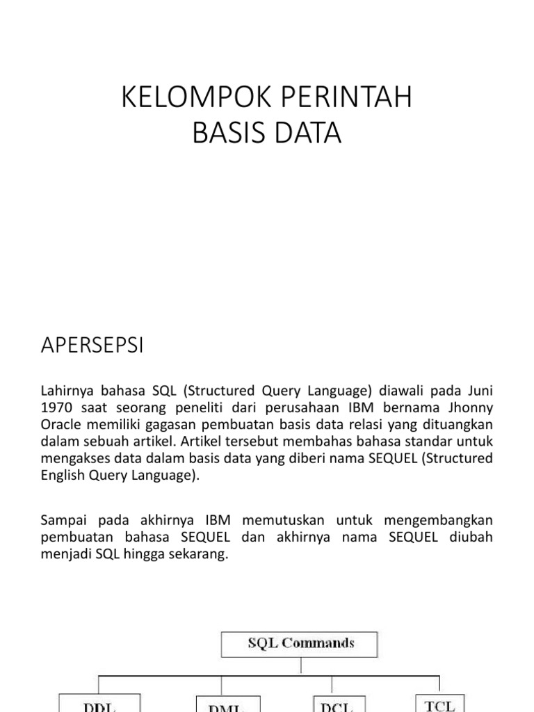 Kelompok Perintah Basis Data (DDL & DML) | PDF