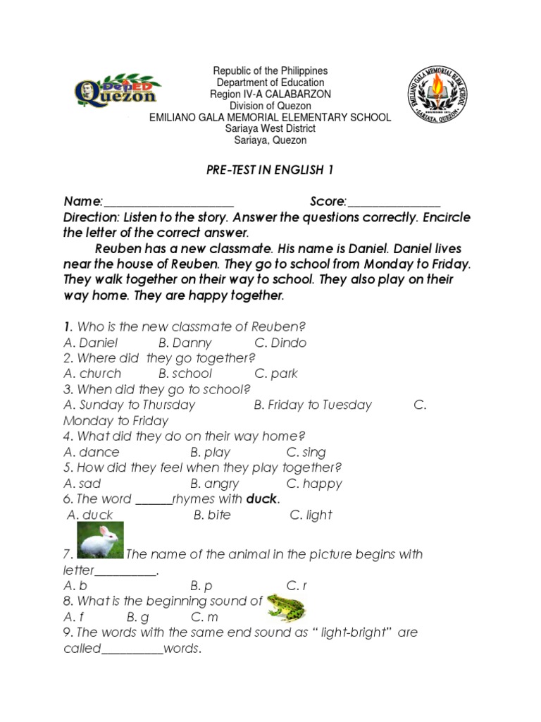 Pre-Test English 1 | PDF | Linguistics | Semiotics