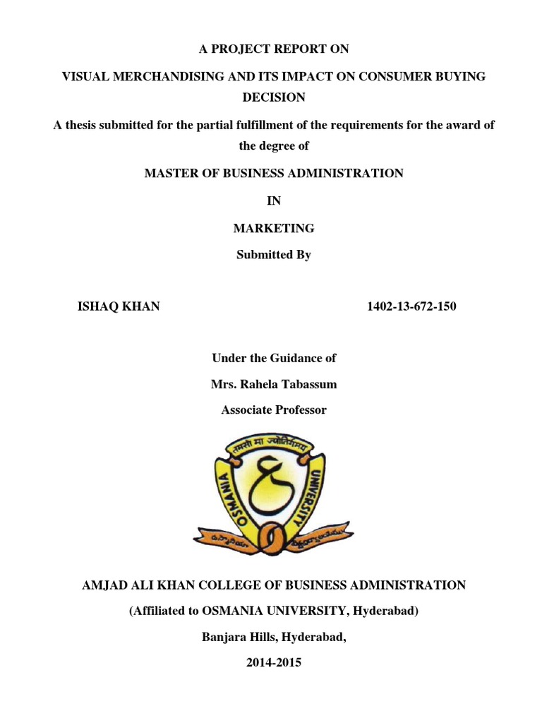 A Project Report On Visual Merchandising PDF | PDF | Merchandising | Retail