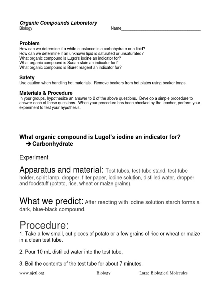 2.3 Organic Compounds Lab | PDF | Filtration | Iodine