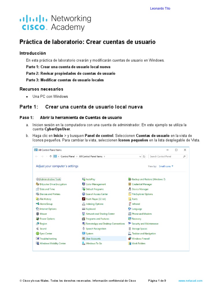 2.2.1.10 Lab - Create User Accounts SD | PDF | Ventana (informática ...