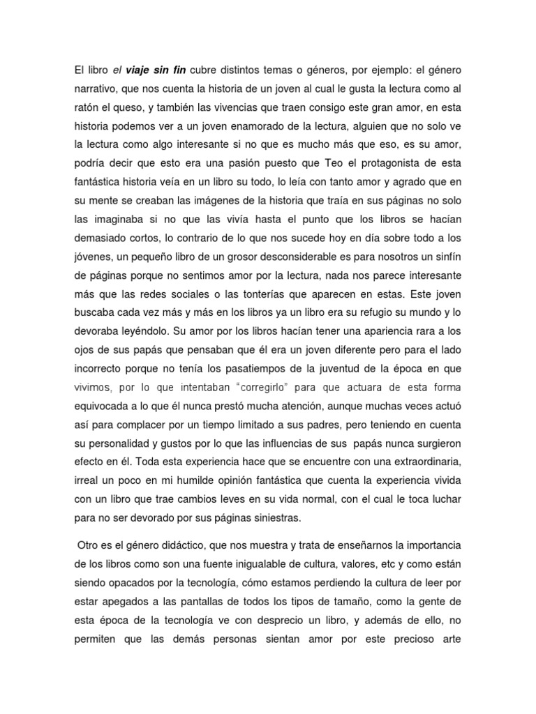 Ensayo El Viaje Sin Fin | PDF | Amor