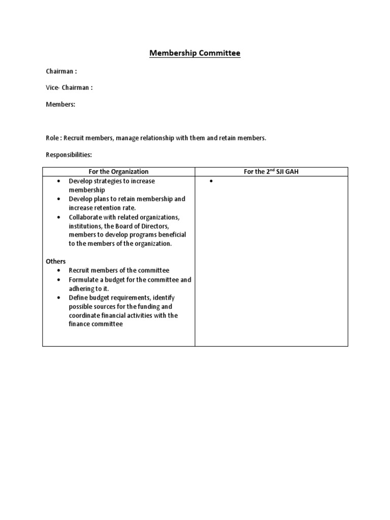 Alumni Committee Roles And Responsibilities Pdf Internal Control