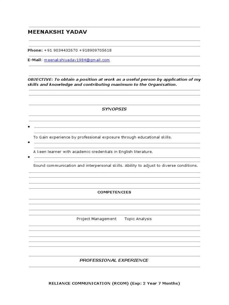 Resume Meenakshi Yadav | PDF | Communication | Business