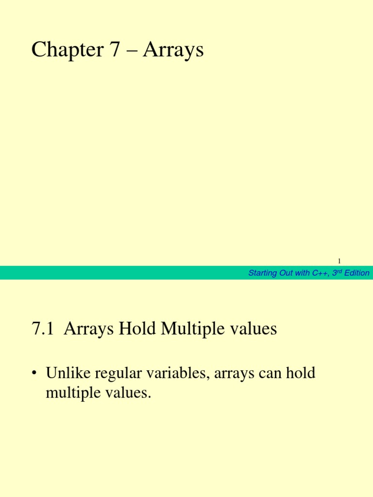 Chapter 7 - Arrays | PDF | Array Data Structure | Subroutine Chapter 7 - Arrays | PDF | Array Data Structure | Subroutine