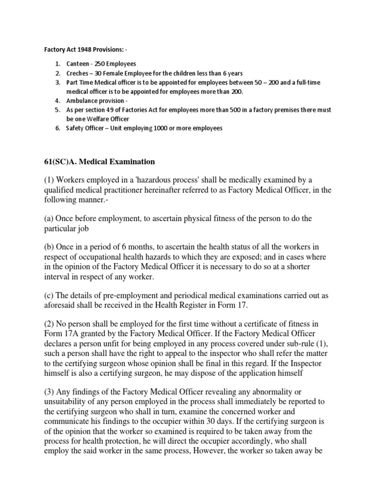 Factories Act 1948 | PDF | Employment | Occupational Safety And Health
