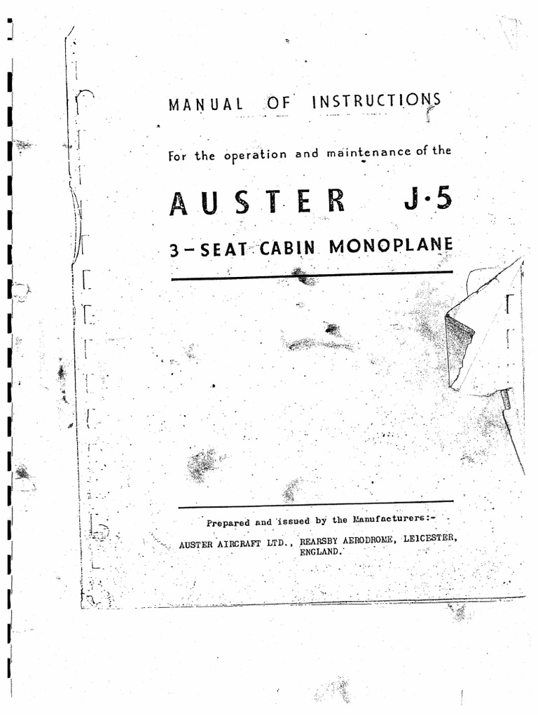 Auster J-5 3-Seat Oper. and Maint. Manual | PDF