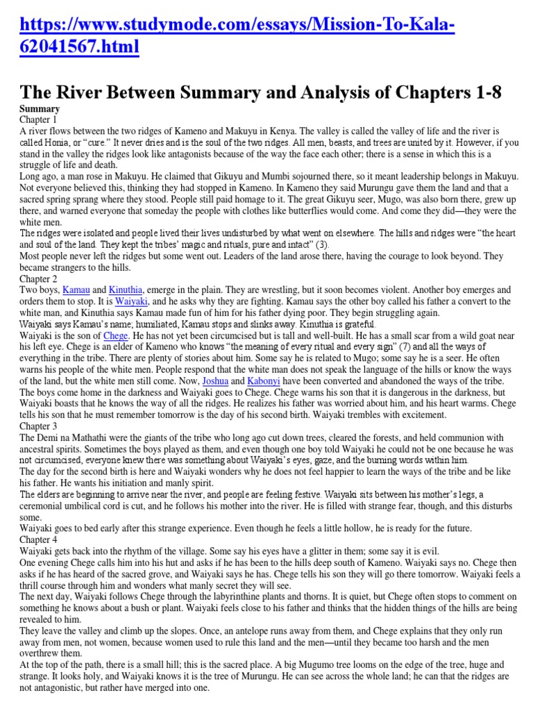 The River Between Summary and Analysis of Chapters 1 Kasweka | PDF | Jesus