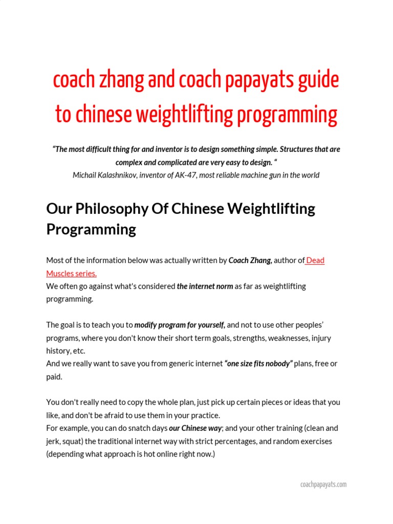 Coach Zhang and Coach Papayats Guide To Chinese Weightlifting ...