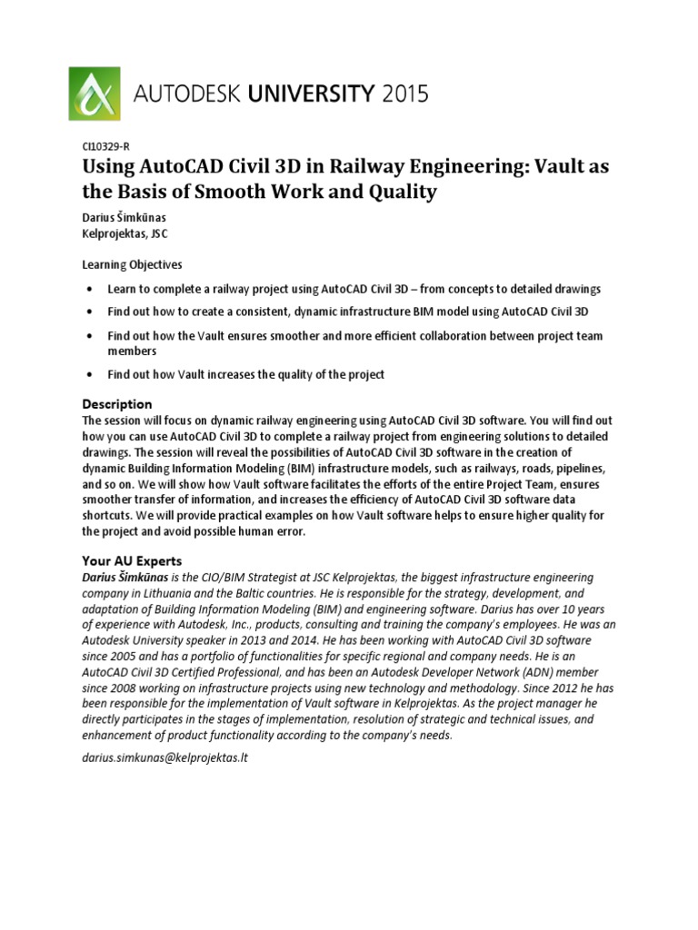 AutoCAD Civil 3D Railway Engineering Vault Ensures Smooth Work and ...