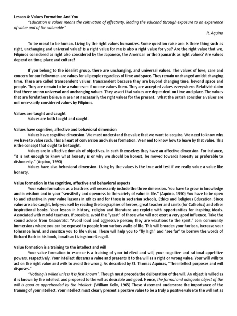 Lesson PLAN | PDF | Value (Ethics) | Self Control