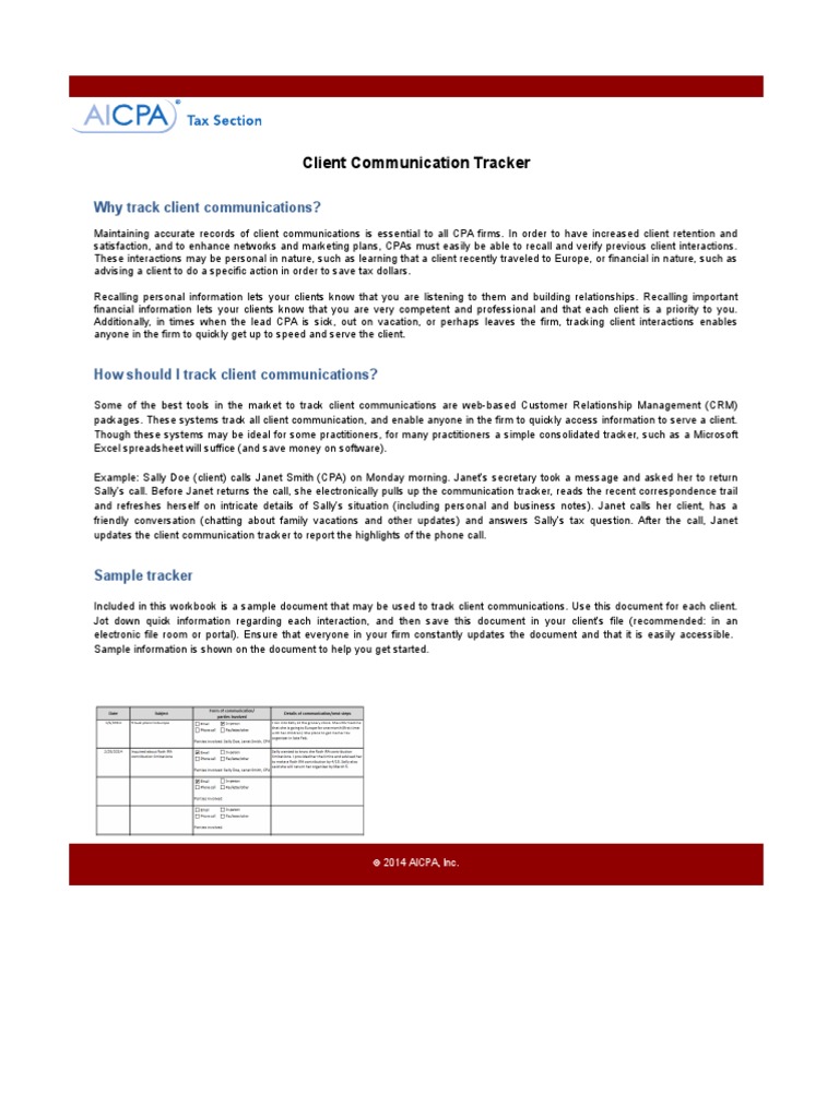 Client Communication Tracker | PDF | Certified Public Accountant ...
