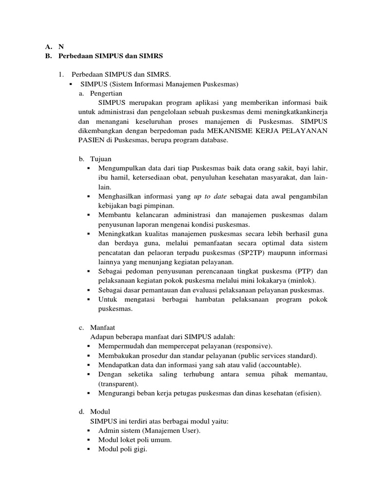 Perbedaan Simpus Dan Simrs | PDF