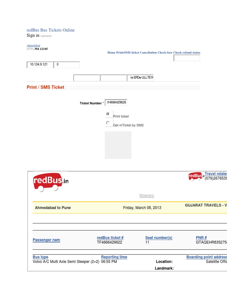 RedBus Bus Tickets Format | PDF | Ticket (Admission) | Service Industries