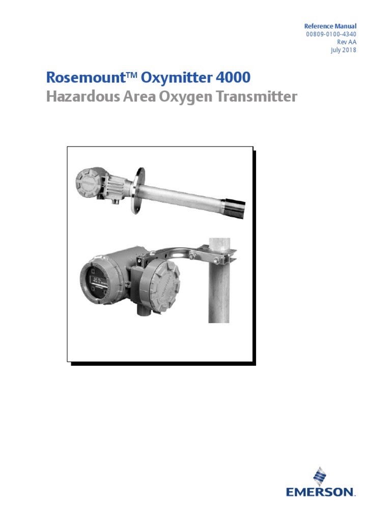 Manual Oxymitter 4000 O2 Transmitter Hazardous Area Rev 6 3 Rosemount ...