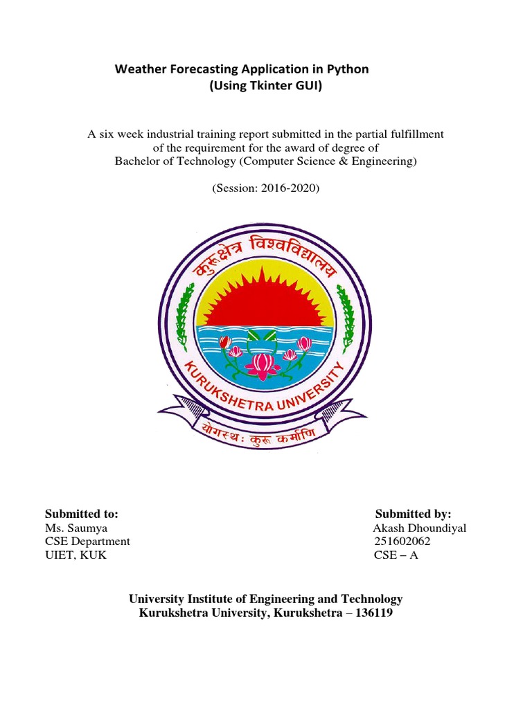 Weather Forecasting Project Pdf Python Programming Language Application Programming 1494