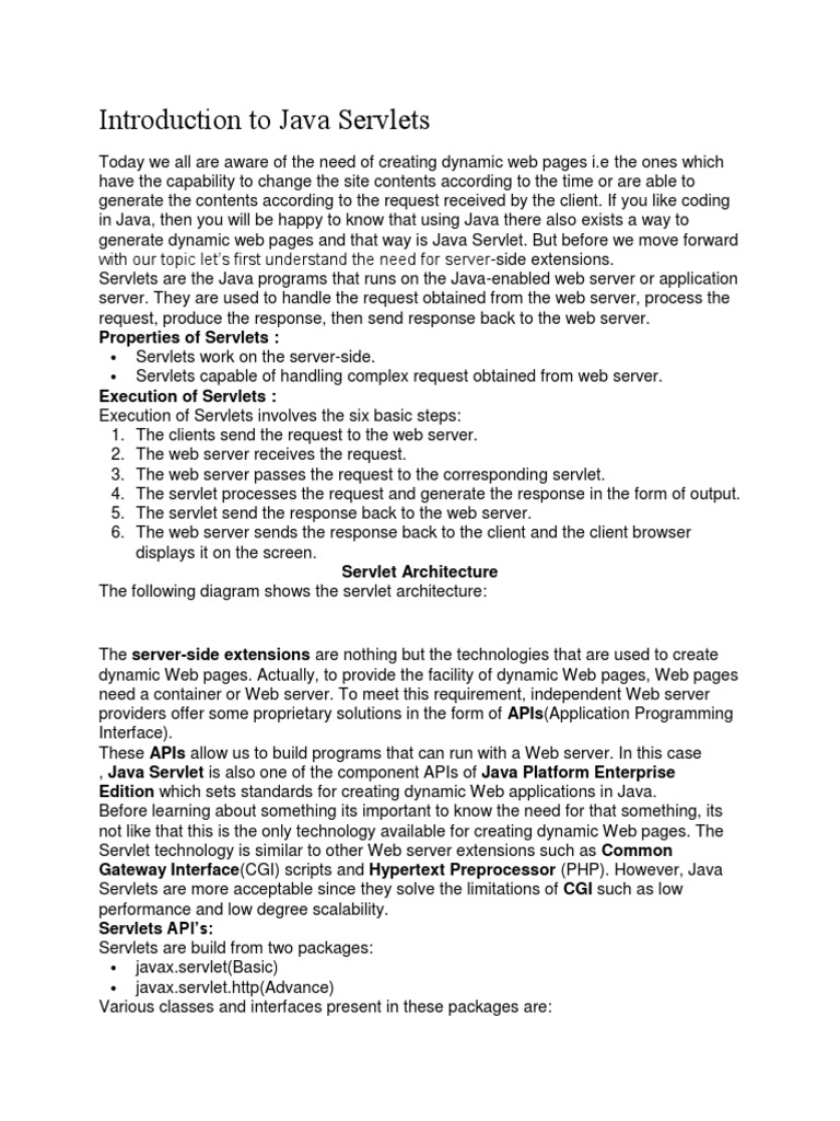 Java Servlets Quick Notes | PDF | Java Servlet | Dynamic Web Page