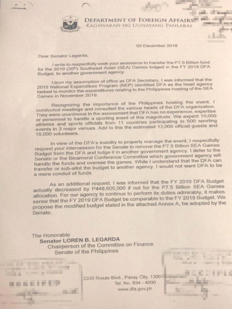 DFA Sec Teddyboy Locsin's Letter To Sen Loren Legarda | PDF