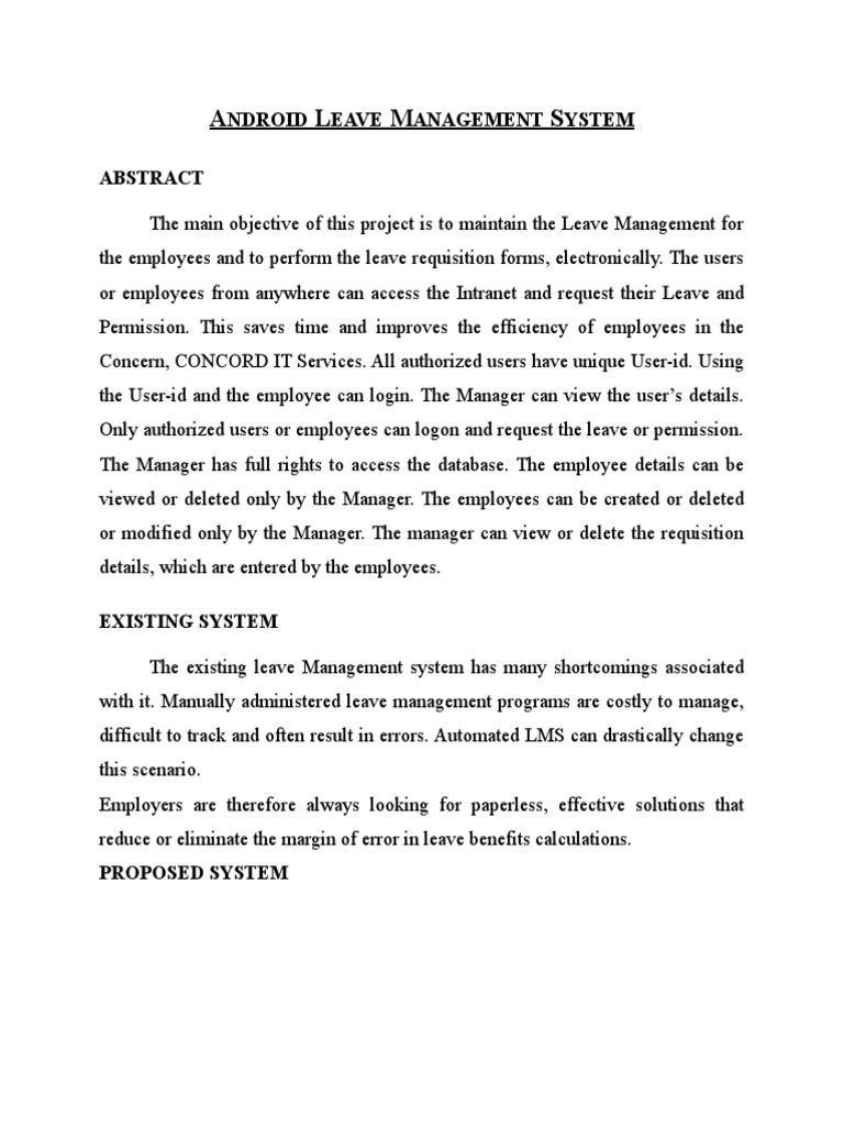 Android Leave Management System | PDF | Android (Operating System) | Floppy Disk