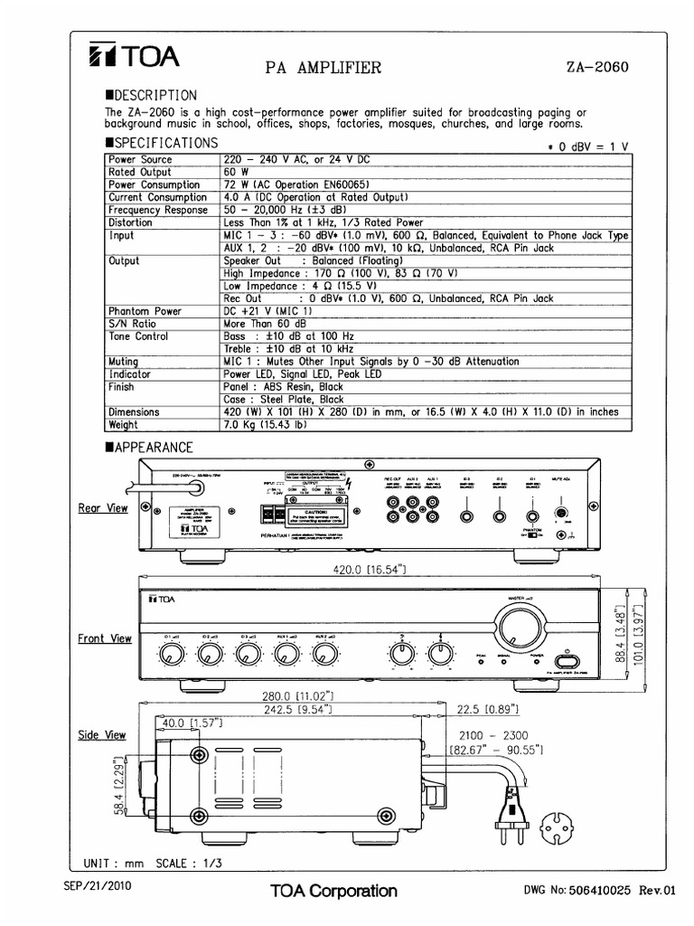 4874 Za 2060 Power Amplifer Specification PDF | PDF