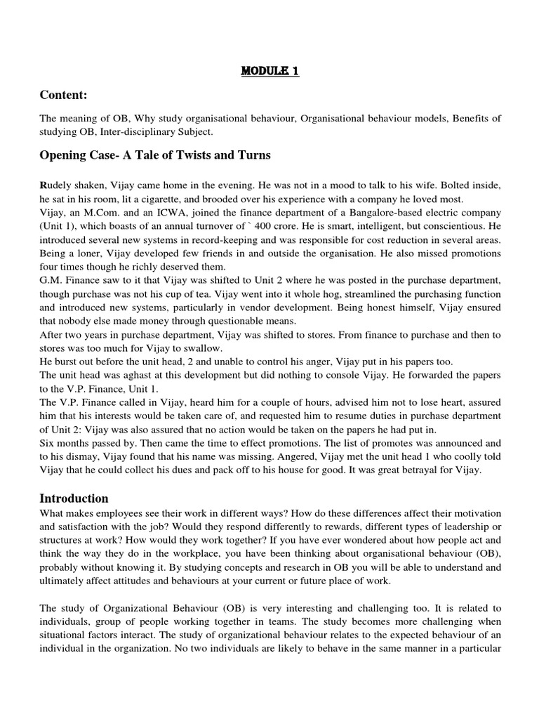 Module 1 - Introduction To Organisational Behaviour | PDF ...