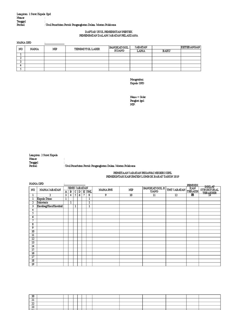 Contoh Pormat Pertek Dan Pemetaan | PDF