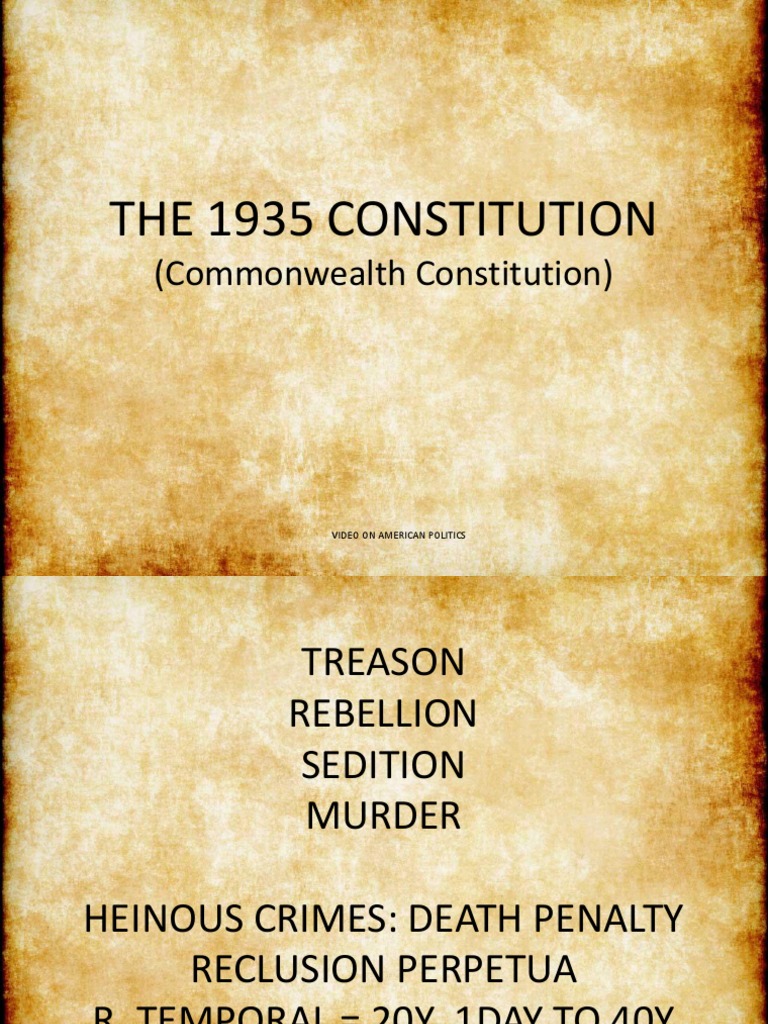 The 1935 Constitution | PDF | President Of The Philippines | World Politics