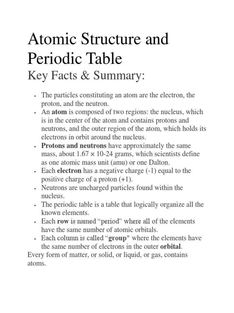 Atomicity and Periodic Table