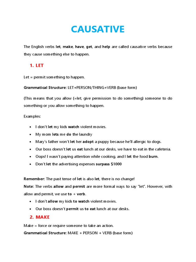 Causative Verbs | PDF | Verb | Syntax