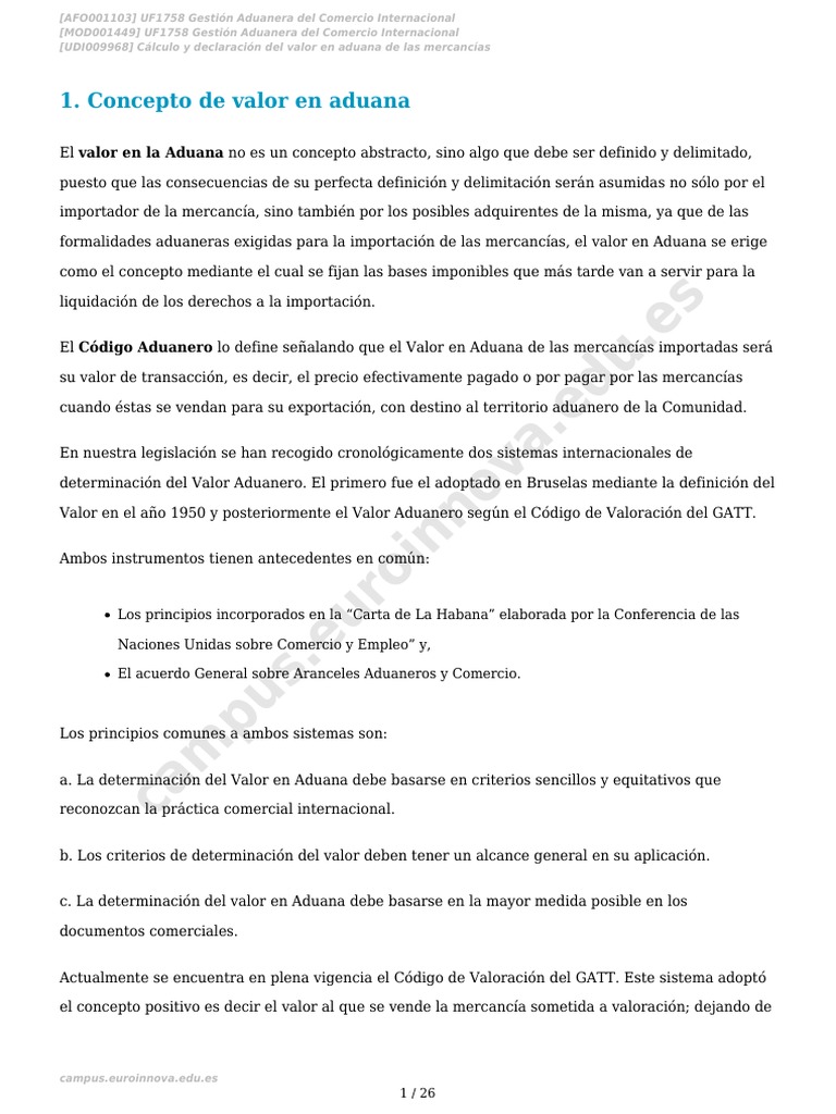 Cálculo del Valor en Aduana de Mercancías | PDF | aduana | El comercio ...