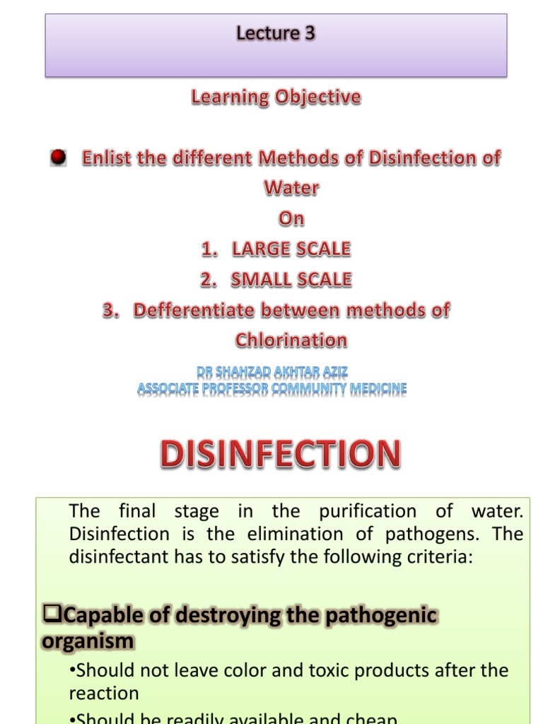 Water Disinfection Techniques | PDF | Chlorine | Disinfectant