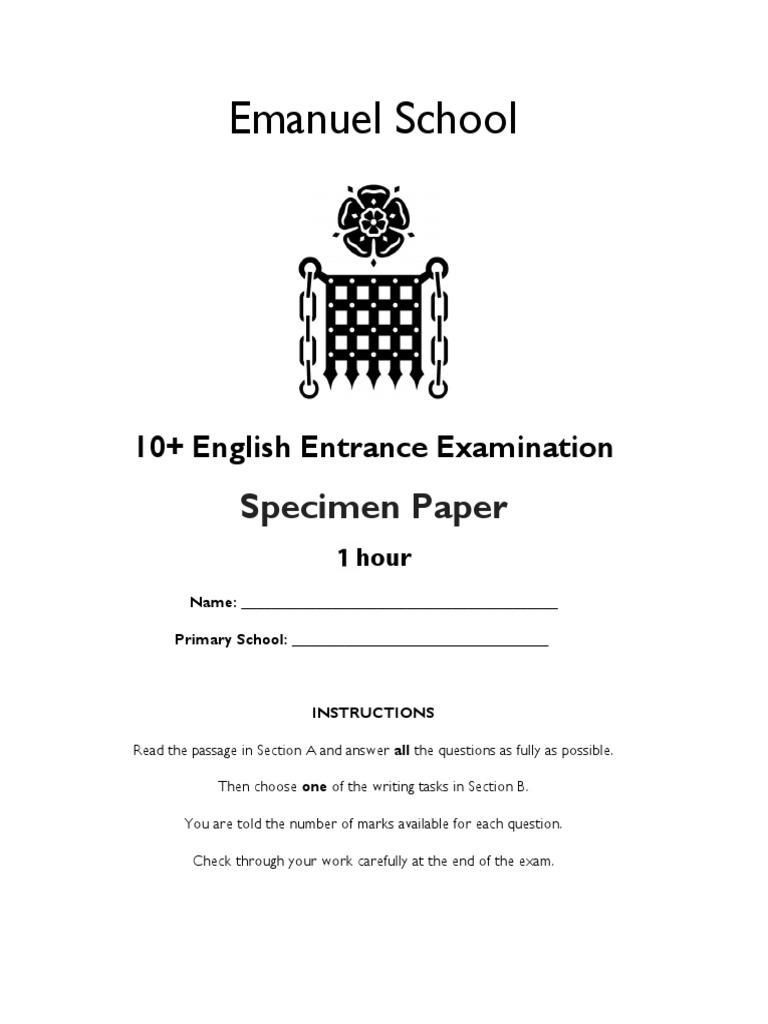 10 English Entrance Examination Paper 2 PDF | PDF
