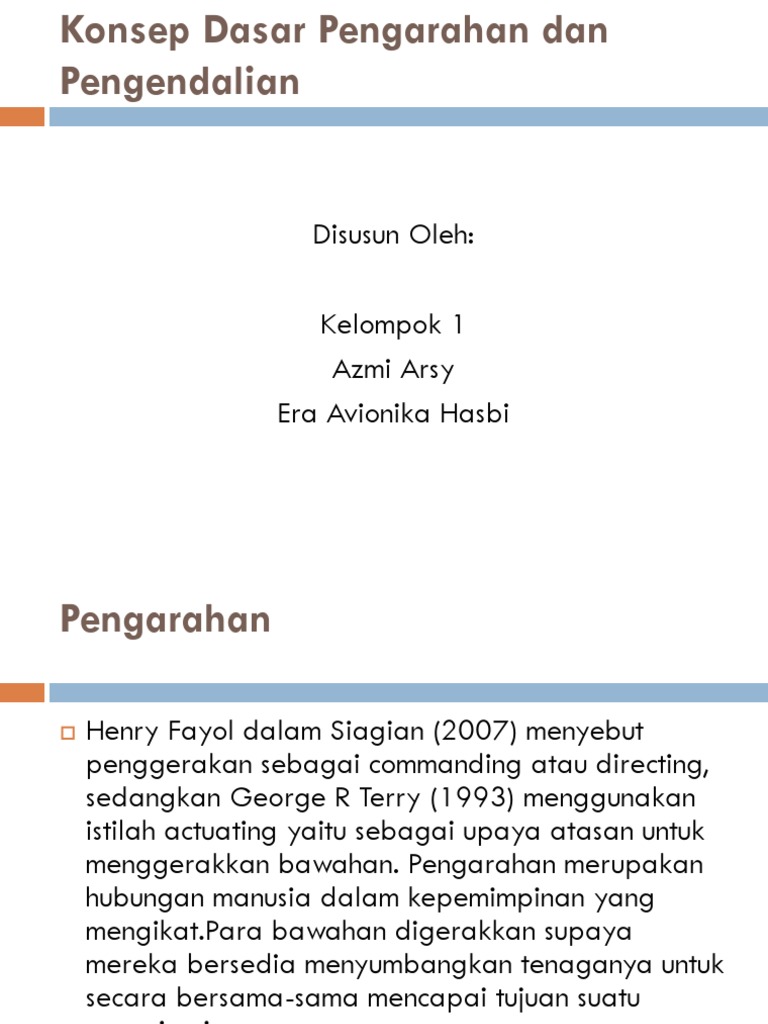Konsep Dasar Pengarahan Dan Pengendalian | PDF
