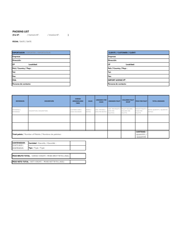 Modelo Packing List | PDF
