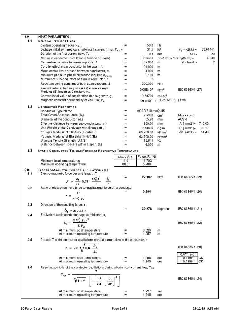 SCF Calculations Flexible Conductor 32m | PDF | Young's Modulus | Elasticity (Physics)