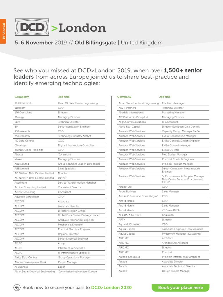 DCD>London 2020 Registration & Attendees | PDF | Chief Executive ...