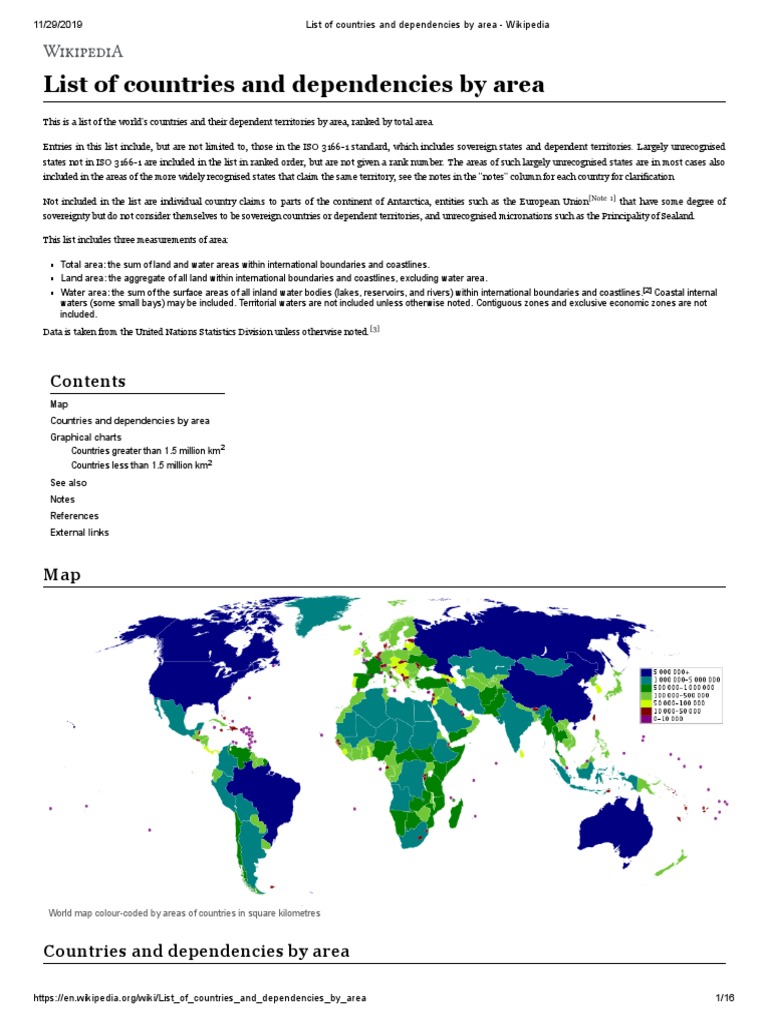 List Of Countries And Dependencies By Area Pdf Africa Territorial