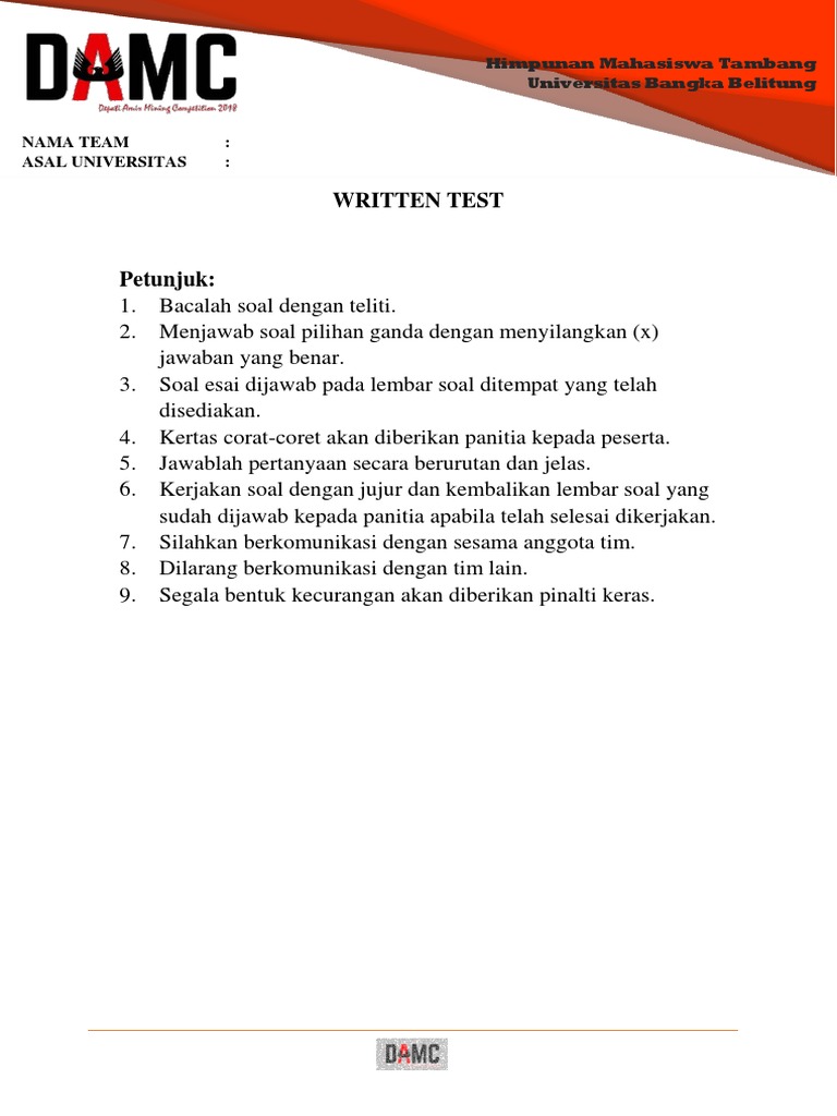Soal WT DAMC Bismillah FIX | PDF
