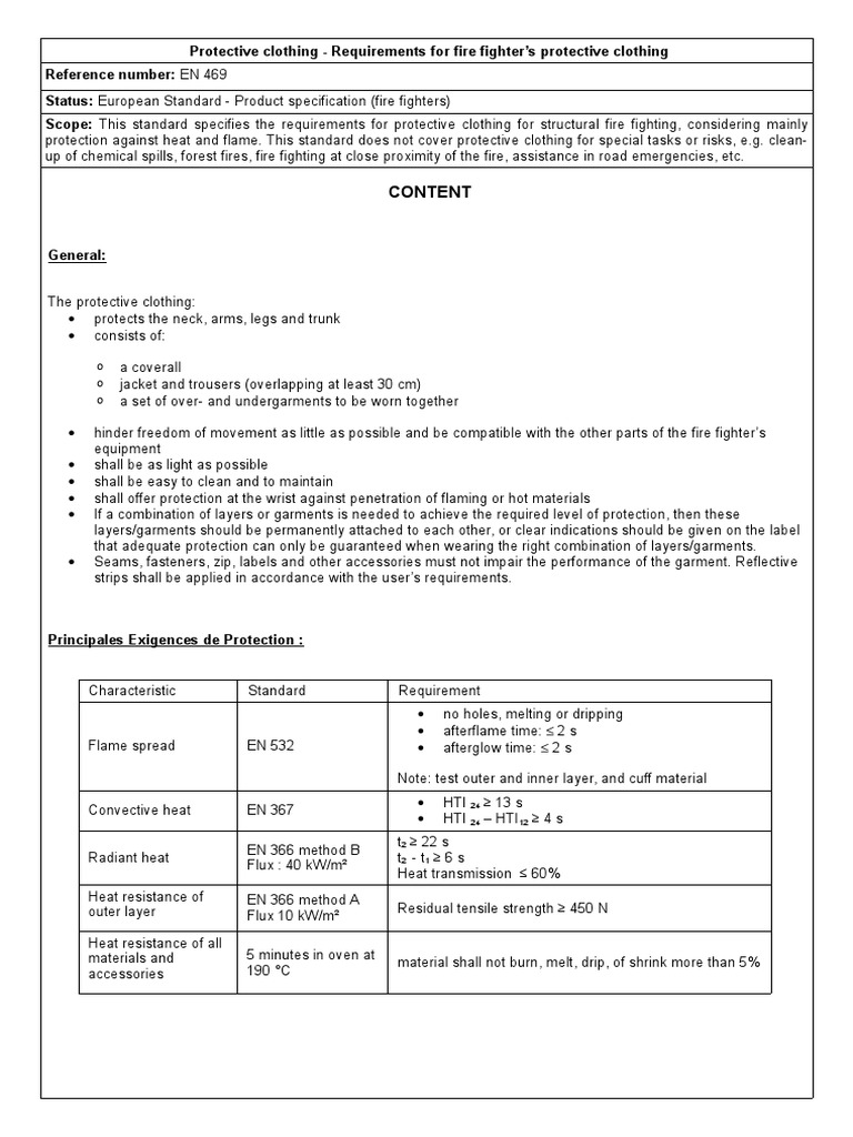 En 469 | PDF | Clothing | Personal Protective Equipment
