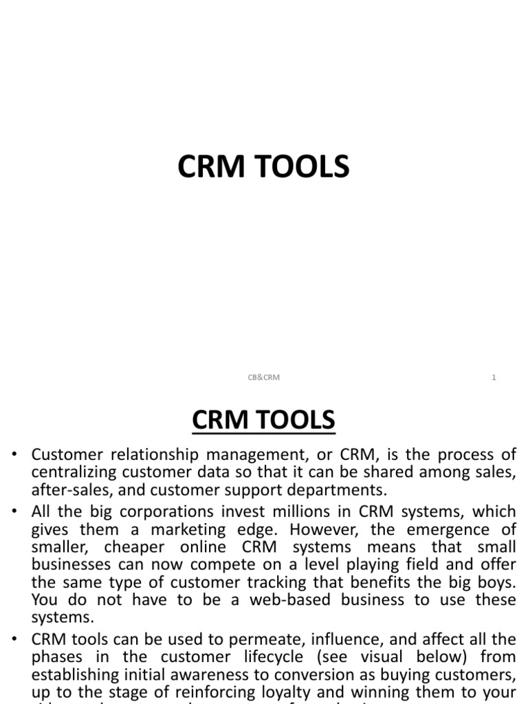 CRM Tools | PDF | Customer Relationship Management | Sales