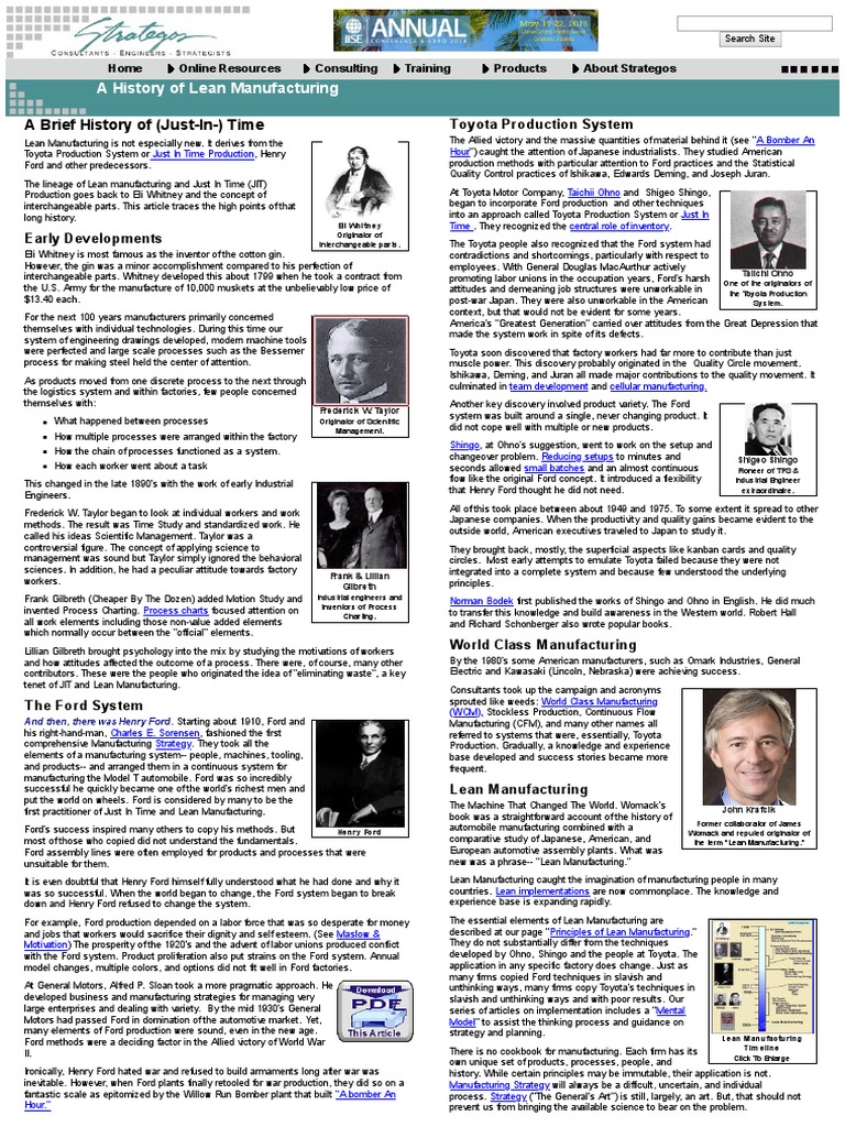 Brief History of Lean Manufacturing | Download Free PDF | Lean ...