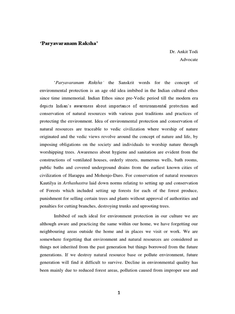 Paryavaranam Suraksha - Dr. Ankit Todi | PDF | Environmentalism ...