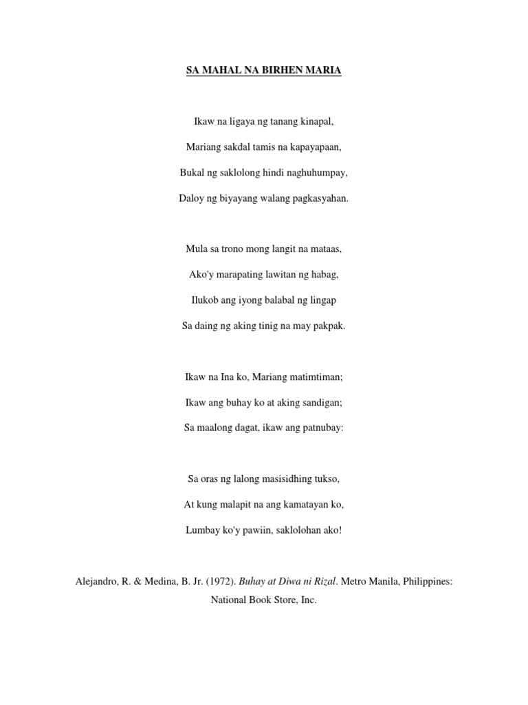 Mga Tula Ni Rizal | PDF