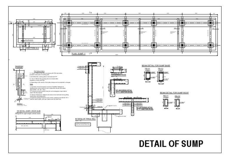 Sump On Piles - Structural Detail | PDF | Deep Foundation | Infrastructure