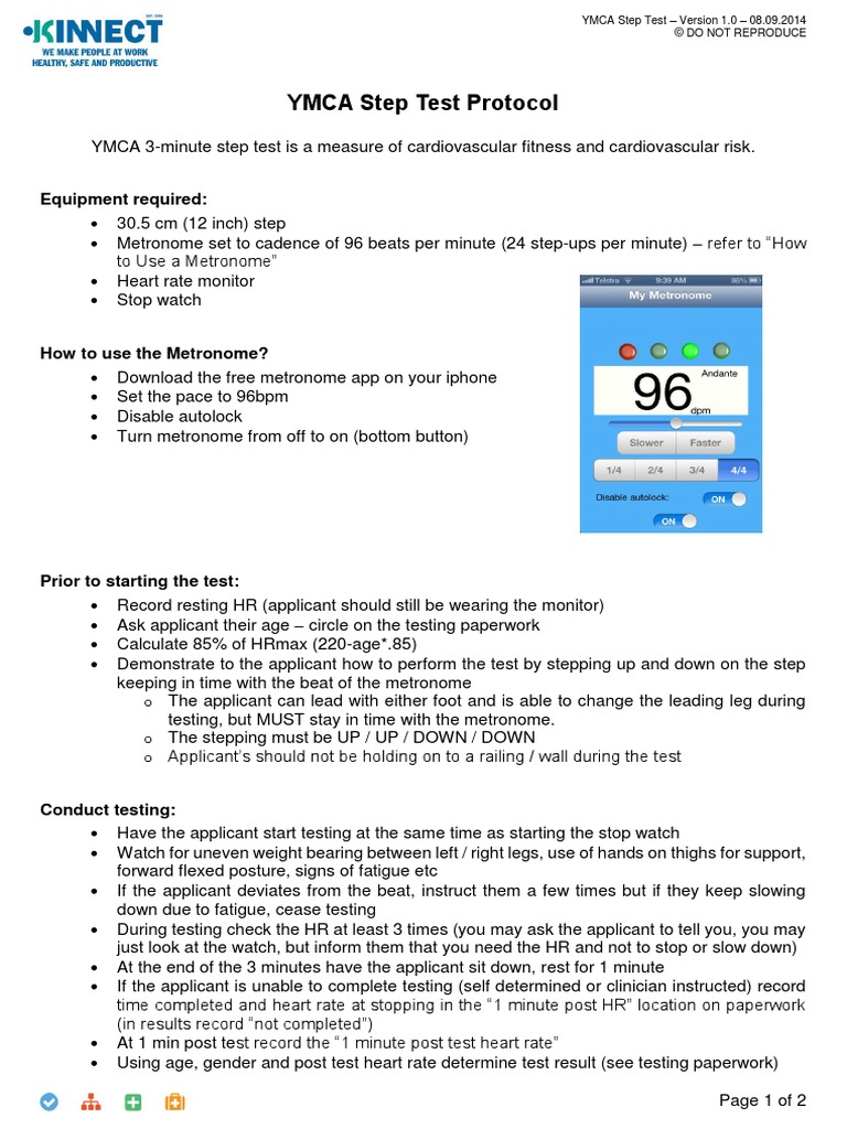 YMCA Step Test1 | PDF | Heart Rate | Clinical Medicine