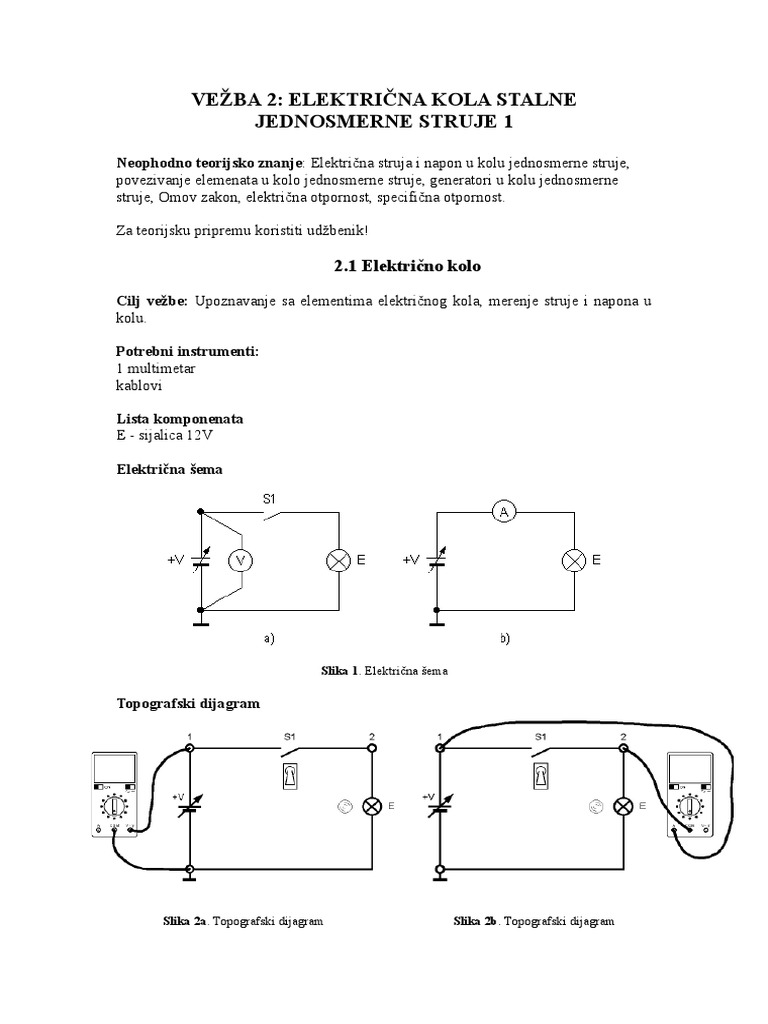 PraktikumOET - Elektricna Kola Jednosmerne Struje 1 | PDF