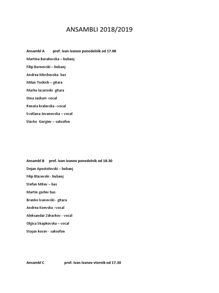 Ansambli 2019-20 | PDF
